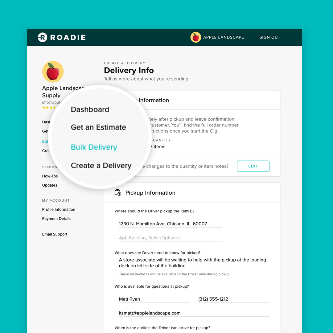 Bulk Upload makes scheduling multiple deliveries easier | Roadie