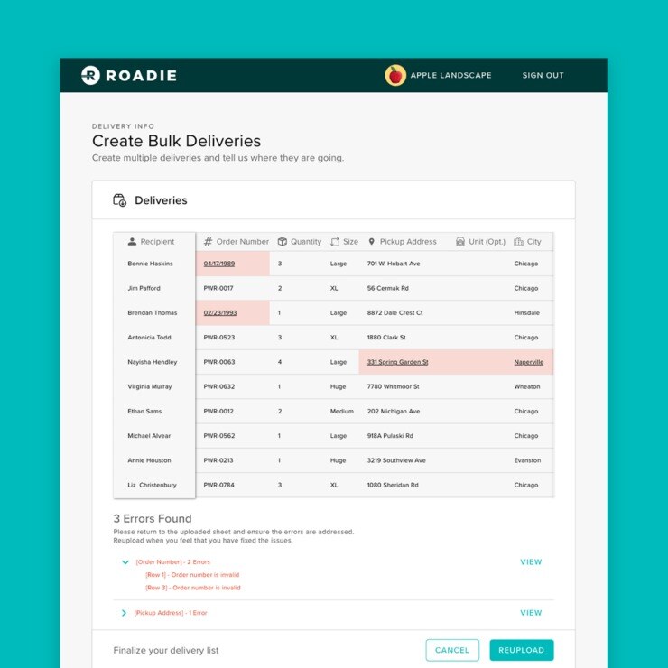 Bulk Upload makes scheduling multiple deliveries easier | Roadie